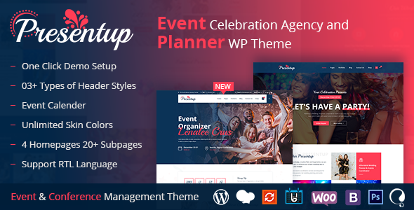 Presentup - Event Planner & Celebrations Management WordPress Theme by ThemetechMount